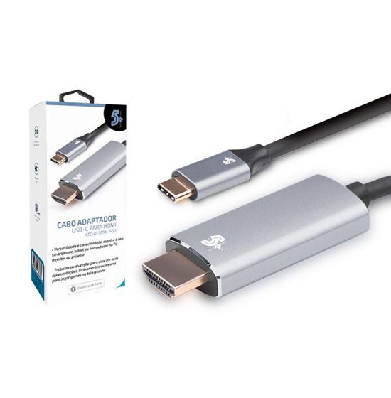 Cabo USB Tipo-C para HDMI 4K 1,80 Metros - solucaocabo